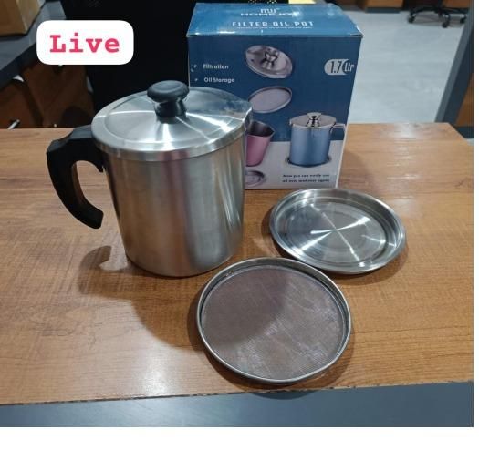 Stainless Steel Kitchen Oil Filter with Lid – StoreNo999